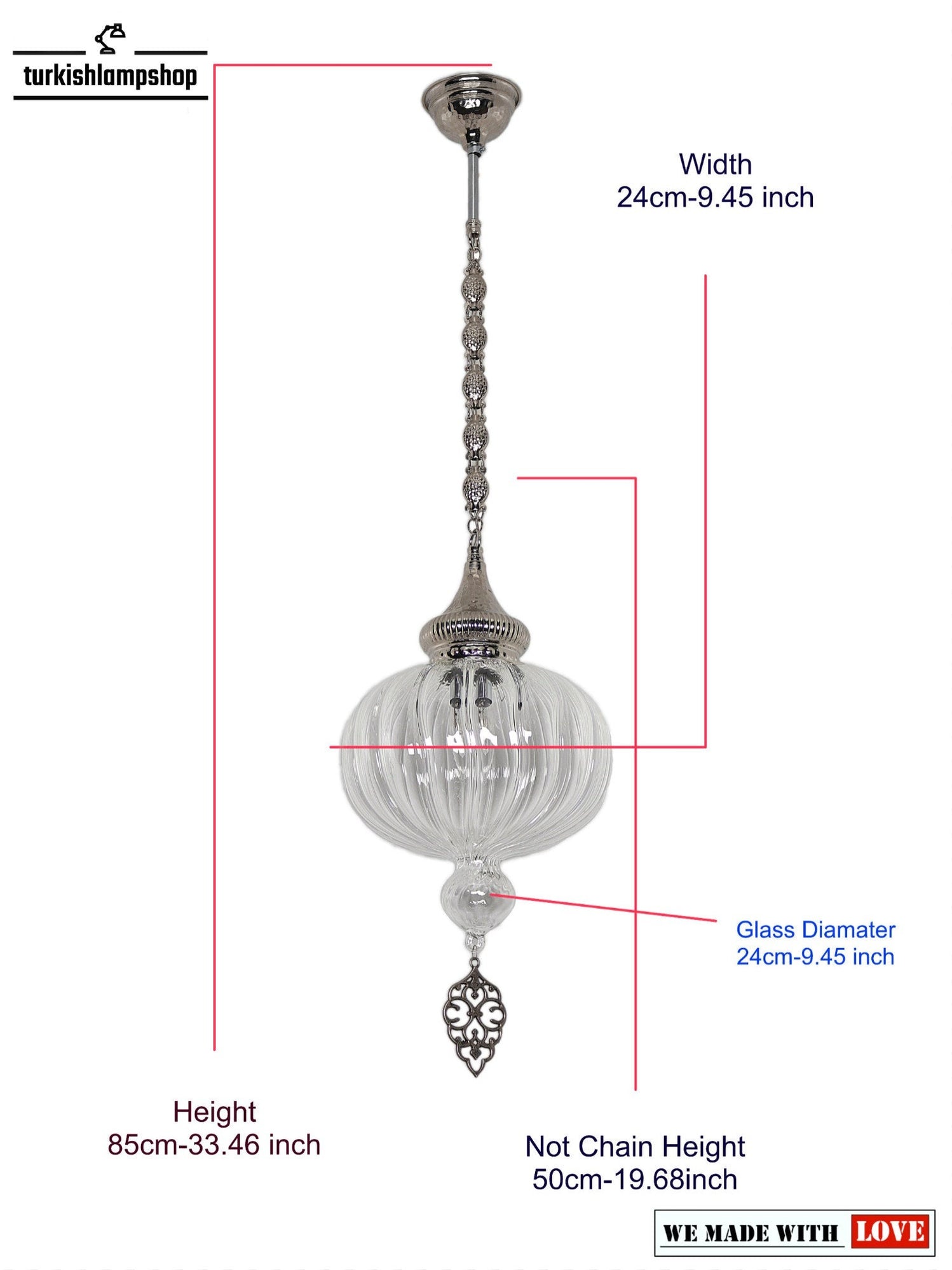 Pyrex Glass Pendant Lamp Turkish Ceiling Light - turkishlampshop