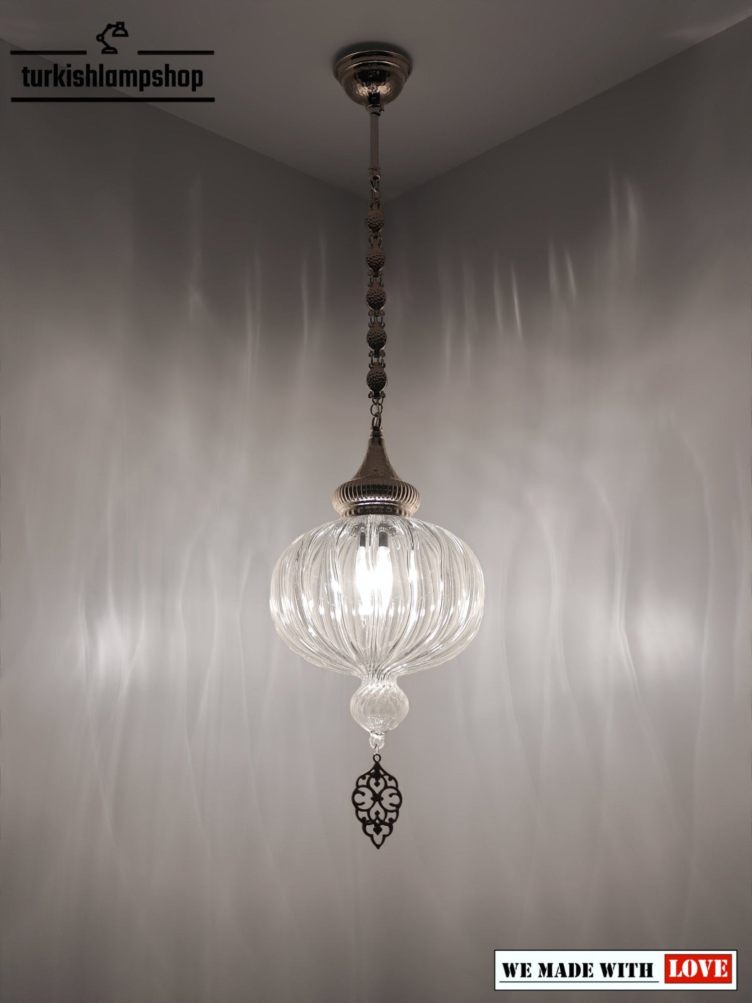 Pyrex Glass Pendant Lamp Turkish Ceiling Light - turkishlampshop